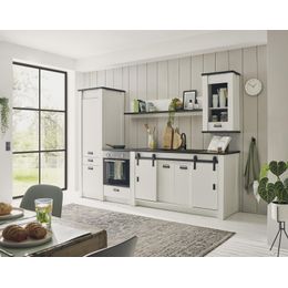 K&uuml;chenzeile Home Affaire "Sherwood", wei&szlig; (k&uuml;che: wei&szlig;, korpus: pinie wei&szlig;, arbeitsplatte: anthrazit), B:284cm T:64cm, Komplettk&uuml;chen-Sets, K&uuml;chenzeile, Breite 284 cm, mit Herdumbauschrank, ohne E-Ger&auml;te