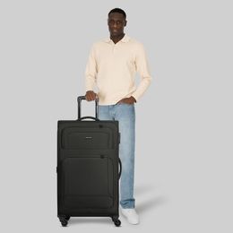 Trolley SMARTBOX "Edition 04 4 Rollen Trolley 78 cm mit Dehnfalte", Gr. 100 l, schwarz, Polyester, Koffer