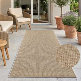 Outdoorteppich Carpet City "Flachgewebe in Sisal-Optik, Wetterfest & UV-best&auml;ndig", braun, B:80cm H:0,5mm L:250cm, Polypropylen, Teppiche, Outdoorteppich, Witterungsbest&auml;ndig f&uuml;r Balkon, Terrasse, Garten
