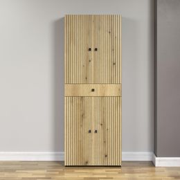 Hochschrank Welltime "Amrum", anthrazit, eiche, B:70cm H:188cm T:31cm, Holzwerkstoff, Metall, Schr&auml;nke, Hochschrank, Badezimmerschrank mit und ohne Schublade - (B/T/H) 40-70/31/186 cm