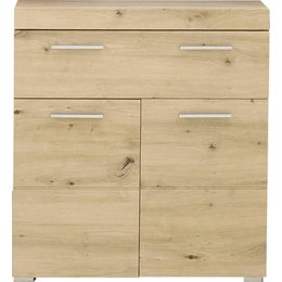Unterschrank Welltime "Avena", asteichefarben, B:73cm H:81cm T:31cm, Schr&auml;nke, Unterschrank, Badezimmerschrank mit 1 gro&szlig;en Schubkasten und 2 T&uuml;ren - 73/31/79 cm