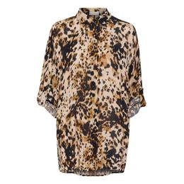 Langarmhemd Kaffe "Langarm - Hemd KAthora", Damen, Gr. 38, N-Gr, beige (leopard print), Obermaterial: 100% Viskose CV., Hemden