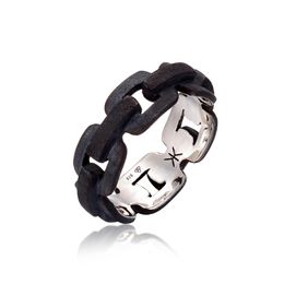 Silberring Kuzzoi "Herren Anker Kettenring Trend 925 Silber" Gr. 56, schwarz, Fingerringe, Herren, 56mm, ohne Stein, Silber 925 (Sterlingsilber), 7,8mm, Silberring