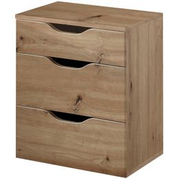 Nachtschrank Relita "Maxi", grau (eiche artisan), B:40cm H:54,6cm T:38cm, Schr&auml;nke, Nachtschrank, mit 3 Schubladen ist universell einsetzbar