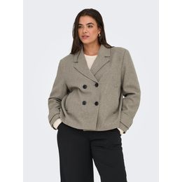 Kurzjacke Only CARMAKOMA "CARFREJA LIFE SHORT DB JACKET OTW NOOS", Damen, Gr. 54, mocha meringue detail:melange, Web, Obermaterial: 100% Polyester, meliert, h&uuml;ftlang, V-Ausschnitt, Jacken Kurzjacke