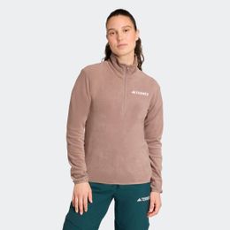 Sweatshirt adidas terrex "MULTI ESSENTIALS 1/2 ZIP FLEECEOBERTEIL", Damen, Gr. L, beige (trace braun), Obermaterial: 100% Polyester, angesetztes B&uuml;ndchen, Sweatshirts Sweatshirt