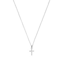 Kette mit Anh&auml;nger Tom Tailor "Kreuz-Motiv", silber (silberfarben, wei&szlig;), Halsketten, M&auml;dchen, Silber 925 (Sterlingsilber), L: 40 B: 1,2mm, mit Zirkonia (synth.), B:1,2mm