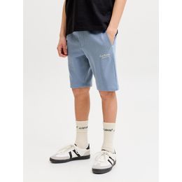 Jack & Jones Sweatshorts JACK & JONES JUNIOR "JPSTGORDON ARCHIVE SWEAT SHORTS SN JNR", M&auml;dchen, Gr. 176, N-Gr, blau (blau mirrage), angeraute Sweatware, Obermaterial: 80% Baumwolle, 20% Polyester, unifarben, regular fit knielang, Hosen Sweatshorts