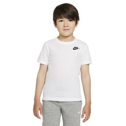 T-Shirt Nike Sportswear "NKN NSW EMBROID FUTURA TEE", M&auml;dchen, Gr. 104 (4), wei&szlig;, Jersey, Obermaterial: 60% Baumwolle, 40% Polyester, unifarben, normal, Rundhals, Shirts T-Shirt, f&uuml;r Kinder, sportlicher Stil, Rundhalsausschnitt