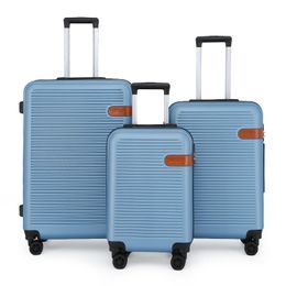Hartschalen-Kabinekoffer-Set Blau Marine Robustes ABS Leichtgewicht Reisegep&auml;ck Urlaubstasche
