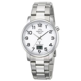 Funkuhr MASTER TIME "Basic", silber (silberfarben, wei&szlig;), Armbanduhren, Herren, Funkuhr, Armbanduhr, Quarzuhr, Herrenuhr, Datum, Edelstahlarmband