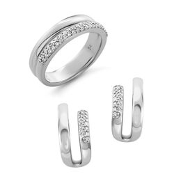 Orphelia 'Emily' Damen 925 Sterling Silber Set: Ohrringe + Ring - Silber SET-7581