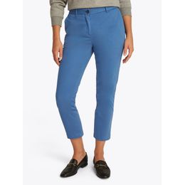 Chinohose Tommy Hilfiger "CO STRETCH GMD SLIM CHINO", Damen, Gr. 40, N-Gr, blau (award blau), Web, Obermaterial: 98% Baumwolle, 2% Elasthan, unifarben, slim fit kn&ouml;chellang, Hosen Chinohose, mit Stretchanteil