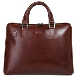 Pike Aktentasche PIK&Eacute;, Damen, Gr. B/H/T: 40cm x 31cm x 7cm onesize, braun, Leder, beschichtet, gl&auml;nzend, Taschen, echt Leder, Made in Italy