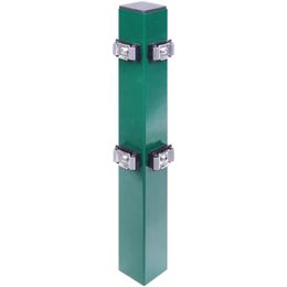 Eckpfosten Alberts "Doppelstabmattenzaun", gr&uuml;n, H:150cm T:6cm, Stahl, Zaunpfosten, inkl. Klemmlasche, gr&uuml;n, H&ouml;he: 120 - 200 cm