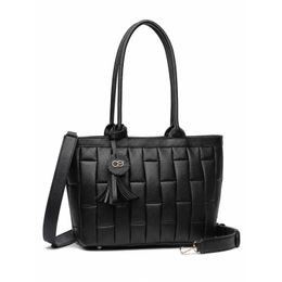 Schultertasche "Luvre", M&auml;dchen, Gr. B/H/T: 31cm x 24cm x 14cm onesize, schwarz, Lederimitat, Collezione Alessandro, Taschen Schultertasche, mit luxuri&ouml;ser Steppung