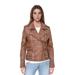 Damen Leder Hellbraun Brando Bikerjacke-Constantia