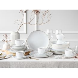 Kombiservice OTTO HOME "Geschirr-Set, Service Ezzo", gold (wei&szlig;, goldfarben), 30 Stk., Porzellan, Geschirr-Sets, Kombiservice, Goldband, Made in Europe, 30 Teile, f&uuml;r 6 Personen