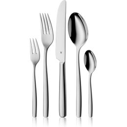 Besteck-Set WMF "Palma in klassisch-stilsicherer Optik, ergonomisch, Wellenschliff", silber (edelstahlfarben), 30 Stk., Cromargan Edelstahl Rostfrei 18/10, Essbesteck-Sets, sp&uuml;lmaschinengeeignet, optimale Sch&auml;rfe, hochwertiger Besteckkasten