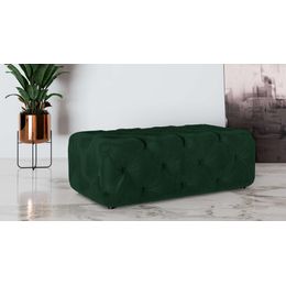 Polsterhocker Home Affaire "FOLLINA", gr&uuml;n (dunkelgr&uuml;n), B:130cm H:39cm T:65cm, 100% Polyester, Hocker, Polsterhocker, Polsterhocker mit klassischer Chesterfield-Knopfheftung