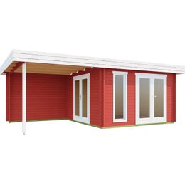 Gartenhaus Lasita Maja "Andres", rot (schwedenrot), Fu&szlig;boden im Gartenhaus, R&uuml;ckwand, ohne Dacheindeckung, Massivholz, Gartenh&auml;user, Gartenhaus