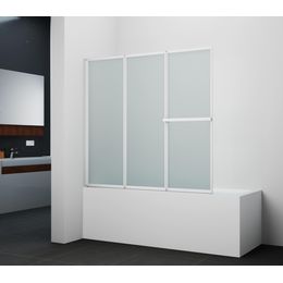 Badewannenfaltwand MARWELL "White Light", wei&szlig;, neutral, B:120cm H:130cm T:5cm, Duschw&auml;nde, wei&szlig;es Aluminiumprofil, 3-fl&uuml;gelig