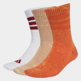Funktionssocken adidas Performance "STONEWASH CREW, 3 PAAR", Damen, Gr. S (37/39), fox orange, warm sandstone, wei&szlig;, Obermaterial: 50% Baumwolle, 47% Polyester, 2% Elasthan, 1% Polyamid, Socken, f&uuml;r Laufen, sportlicher Stil, mit klassischen 3-Streifen am B&uuml;ndchen