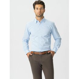 Langarmhemd TEESHOPPEN "TEESHOPPEN Shirt The Original", Herren, Gr. L, Normalgr&ouml;&szlig;en, light blau, wei&szlig;, Obermaterial: 62% Baumwolle, 34% Polyester, 4% Elasthan, Hemden