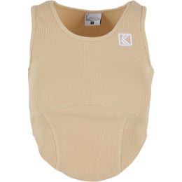 Muskelshirt Karl Kani "Karl Kani Damen KW241-001-2 Karl Kani Og Corset Rib Top", Damen, Gr. M, sand, 95% Baumwolle, 5% Elasthan, slim fit, Rundhals, Shirts