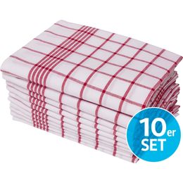 Geschirrtuch OTTO HOME "Vivianne, Exklusiv Deal", rot, wei&szlig;, B:50cm L:70cm, 100% Baumwolle, Geschirrt&uuml;cher, Geschirrtuch, 100% Baumwolle,70&times;50 cm, blau/rot -wei&szlig;e, 10Stk. Set, weich, saugstark