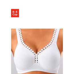 Soft-BH Petite Fleur, Damen, Gr. 75, Cup E, wei&szlig;, Trikot, Obermaterial: 80% Baumwolle, 15% Viskose, 5% Elasthan, BHs Soft-BH, ohne B&uuml;gel, Baumwoll-Qualit&auml;t &ndash; auch f&uuml;r gro&szlig;e Gr&ouml;&szlig;en, bequemer BH