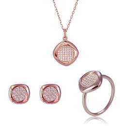 Orphelia 'Amalia' Damen-Set aus 925er Sterlingsilber: Halskette + Ohrringe + Ring &ndash; Ros&eacute; SET-7442
