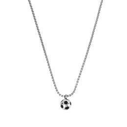 Kette mit Anh&auml;nger Tom Tailor "Fu&szlig;ball-Motiv", edelstahlfarben, schwarz, Halsketten, Jungen, Edelstahl, L: 43 B: 1,9mm, B:1,9mm