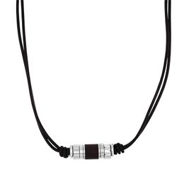 Kette mit Anh&auml;nger Tom Tailor, edelstahlfarben, braun, Halsketten, Herren, Edelstahl Leder, L: 52 B: 3,8mm, Edelstahl, Leder, B:3,8mm