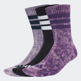Funktionssocken adidas Performance "STONEWASH CREW, 3 PAAR", Damen, Gr. L (43/45), aurora plum, preloved violet, schwarz, Obermaterial: 50% Baumwolle, 47% Polyester, 2% Elasthan, 1% Polyamid, Socken, f&uuml;r Laufen, sportlicher Stil, mit klassischen 3-Streifen am B&uuml;ndchen
