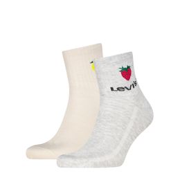 Levi's Kurzsocken LEVI'S "LEVIS HIGH MID CUT FRUIT GRAPHIC", Herren, Gr. 39-42, grau, beige, Baumwollmischung, elastisch, Socken, Cotton-Mix, Fruit-Design, elastisch, weiche, bequeme Sohle
