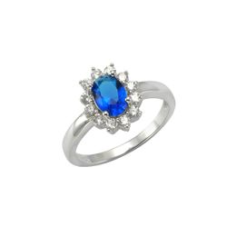 ZEEme Silber Ring Silber 925 rhodiniert mit Zirkonia blau und wei&szlig;