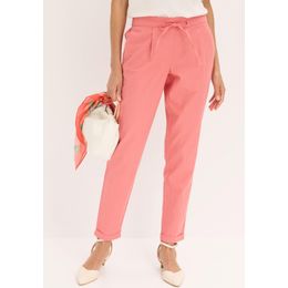 Leinenhose bonprix "Leinenhose", Damen, Gr. 40, N-Gr, rosa (rhabarber), Obermaterial: 55% Leinen, 45% Baumwolle, regular fit, Hosen, aus Leinen und Baumwolle, Regular Fit, mit elastischem Gummibund