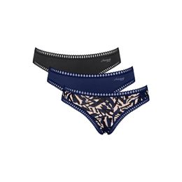Slip Sloggi "Slip GO Crush Mini C3P 3er Pack", Damen, Gr. L, blau, Obermaterial: 95% Baumwolle CO. 5% Elasthan EL., Unterhosen Slip