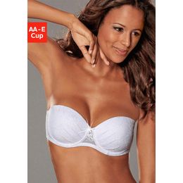 Push-up-BH Lascana "Chelina", Damen, Gr. 70, Cup A, wei&szlig;, Spitze, Obermaterial: 80% Polyamid, 20% Elasthan, BHs Push-up-BH, mit abnehmbaren, normalen und transparenten Tr&auml;gern, Dessous, Sommer