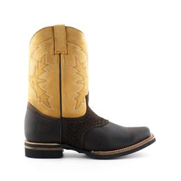 Braune Cowboy-Chelsea-Stiefel von Grinders aus Leder &ndash; Frontier