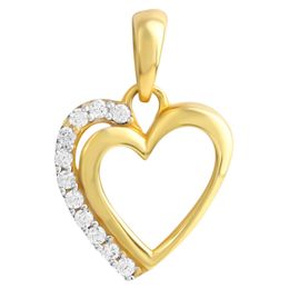 Herzanh&auml;nger Firetti "Schmuck Geschenk Gold 333 Herz", wei&szlig; (gelbgoldfarben, wei&szlig;goldfarben, kristallwei&szlig;, kristallwei&szlig;), Schmuckanh&auml;nger, Damen, Gelbgold 333, 1,16 g, mit Zirkonia (synth.)