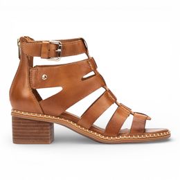 Pikolinos Damen-Gladiator-Sandalen aus braunem Leder mit Blockabsatz - Blanes