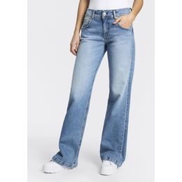 Straight-Jeans Herrlicher "Edna Denim", Damen, Gr. 27, L&auml;nge 32, light blau, Denim/Jeans, Obermaterial: 99% Baumwolle, 1% Elasthan, straight fit lang, Jeans Straight-Jeans, unten leicht ausgestellt, High Waist
