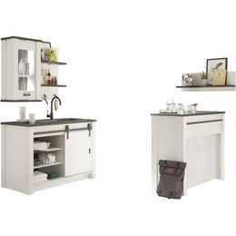 Pantryk&uuml;che Home Affaire "Sherwood", wei&szlig; (k&uuml;che: wei&szlig;, korpus: pinie wei&szlig;, arbeitsplatte: anthrazit), B:131cm T:64cm, Komplettk&uuml;chen-Sets, Breite 131 cm, ohne E-Ger&auml;te