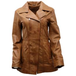 Damen-Bikerjacke aus Leder in Md-L&auml;nge &ndash; Okehampton