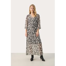 PART TWO Kleid Gerade Passform Black Stitch Leaf print black multi