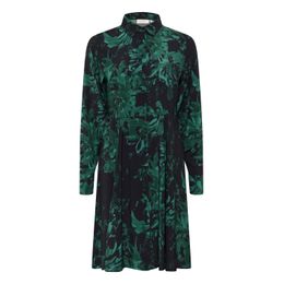 Midikleid Kaffe "Kleid KAisa", Damen, Gr. 38, N-Gr, schwarz (schwarz, gr&uuml;n painted flower), Obermaterial: 50% Viskose CV. 50% Viskose LENZING ECOVERO CV LenzEcov., Kleider Midikleid