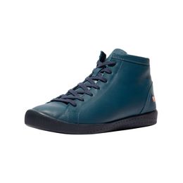 Stiefelette Softinos "Softinos Sneaker Leder", Damen, Gr. 39, blau (denim), Leder, Schuhe Stiefelette