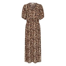 Midikleid Kaffe "Kleid KAisolde", Damen, Gr. 38, N-Gr, beige (naturel leopard print), Obermaterial: 100% Viskose LENZING ECOVERO CV LenzEcov., Kleider Midikleid